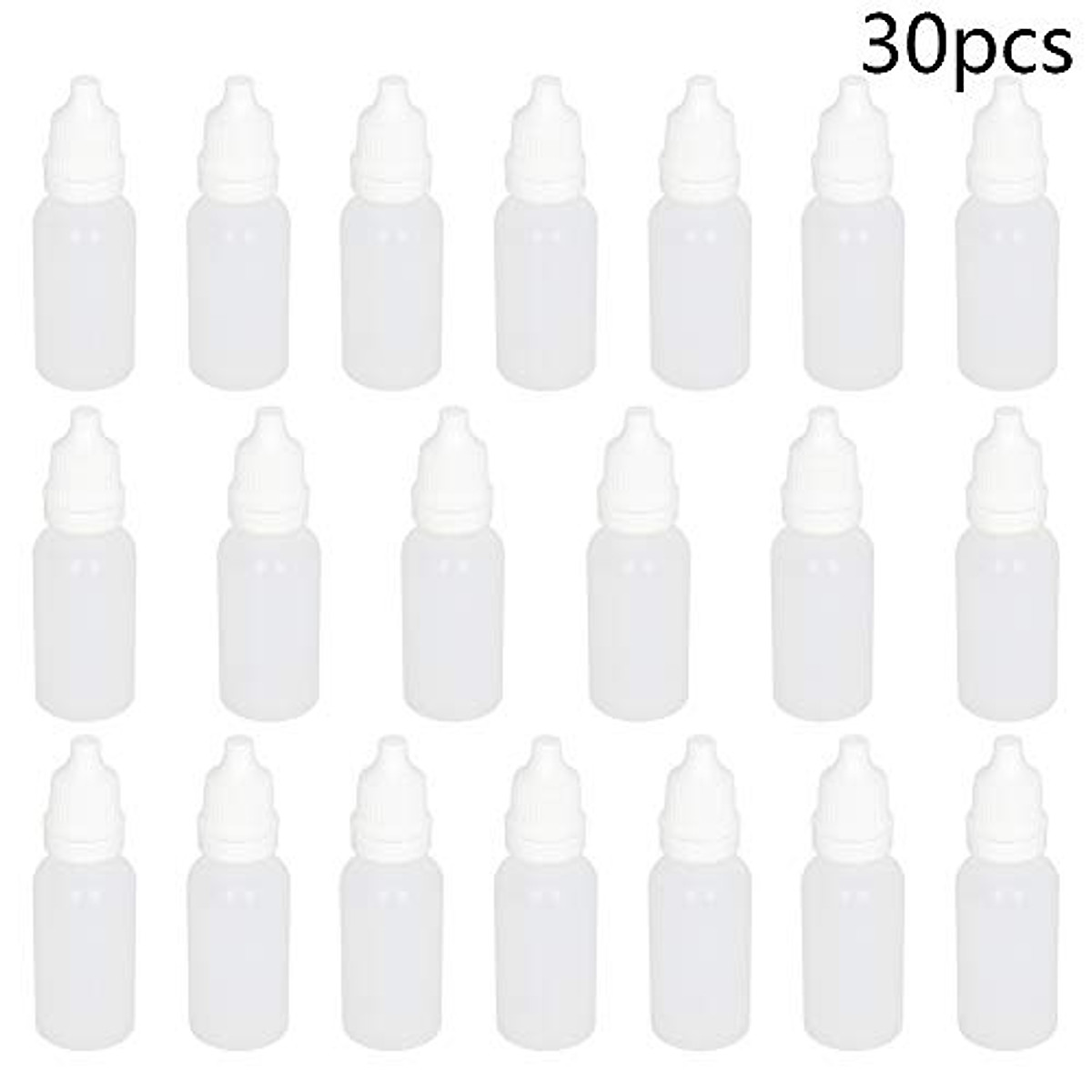 Othmro 0.5oz PE Lab Eye Plastic Dropper Bottles 30pcs, 15ml Squeezable Eye Liquid Dropper Thin Mouth Via of Liquid Sample Seal Storage Bottle with Childproof White Cap