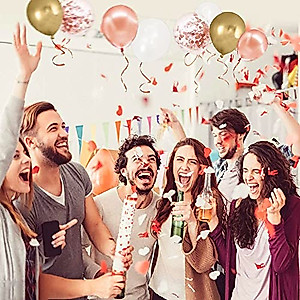 Rose Gold White Balloons, 50pcs 12 Inches Gold and White Latex Balloons for Baby Shower, Wedding, Birthday Party Backdrop Decorations