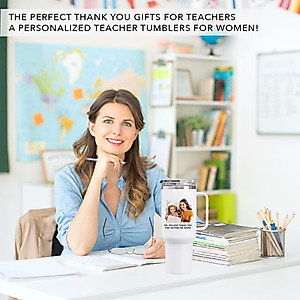 Andaz Press Personalized Photo 40oz Tumbler with Handle, Lid and Straw, Custom Picture 40 oz Tumbler Travel Mug, Custom Mug with Name Text Teacher Gifts for Women, Teacher Appreciation Gifts