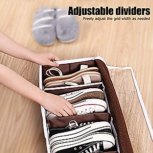 LIULDASHUN Clear Foldable Shoe Storage Boxes, Shoe Organizer Boxes, Adjust Dividers, Waterproof Shoes Storage Box with Zipper PVC Cover for Home Organization (L)