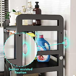 BVBOX Over The Toilet and Washer Storage Shelf, Bathroom Organizer with Adjustable PositionShelf, Bathroom Storage, Width-Adjustable Storage Rack for Restroom, Laundry