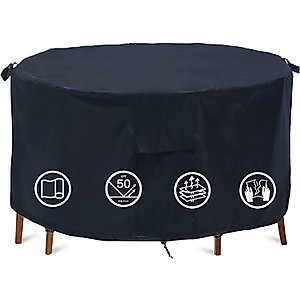 Round Patio Furniture Covers, 74" Dia Outdoor Furniture Covers, Waterproof Outdoor Table Cover, Fire Pit Cover Outdoor Round Table Dining Set Cover Anti-Fading Cover for Outdoor Furniture Set