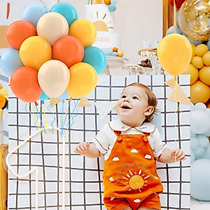 Pastel Balloons, 50PCS Yellow Orange Blue Nude Balloons for Rainbow Birthday Decorations, Here Come the son Baby Shower Decor, Wedding, Bridal Shower, Anniversary Party Supplies