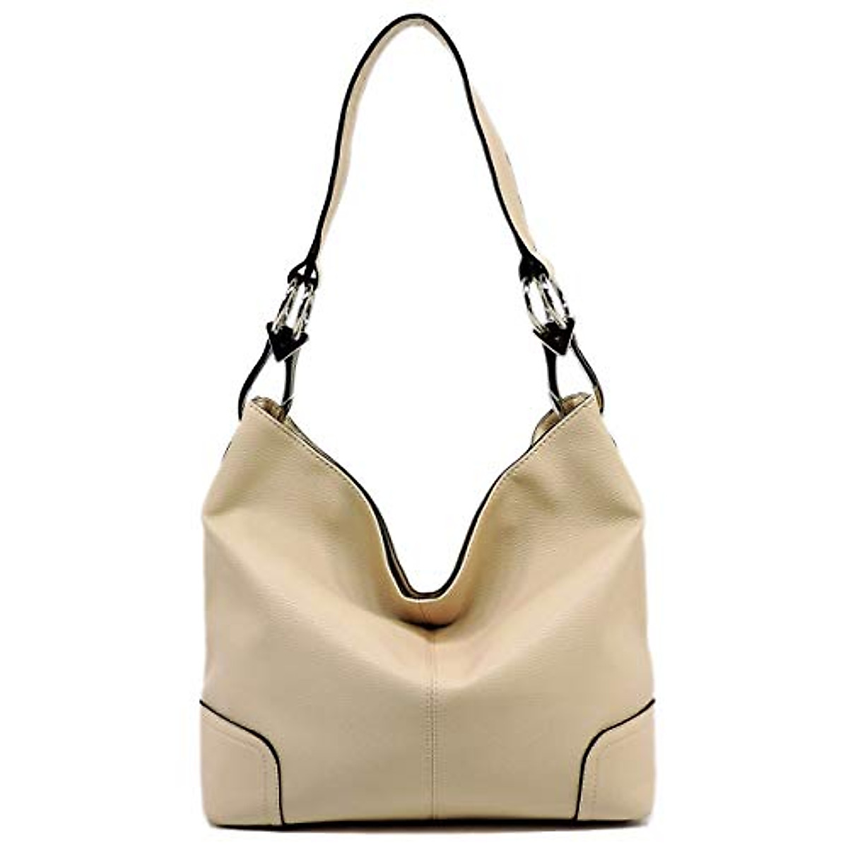 Fashion Hooked Single Strap Classic Hobo Bucket Bag Purse Womens Satchel Classic Handbag (Nude)
