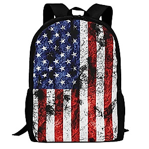 FREE LION Kids American Flag Backpack for Boys Girls Vintage Usa Flag Bookbags Elementary Middle High School Bag Large Capacity 17 inch Big Student Backpack for School and Travel