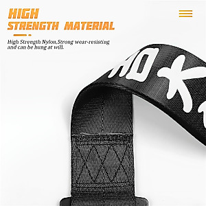 AICEL Car Racing Tow Strap, Nylon High Strength JDM Sports Style Decorative Traction Rope, Chinese Slogan Car Exterior Towing Strap, Universal Tow Hook Ribbon for Rear or Front Bumper (Black)