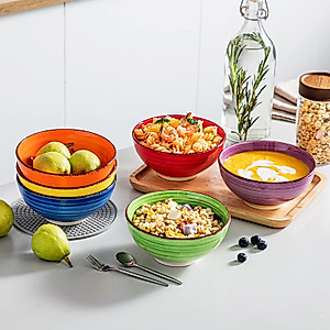 vancasso Bonita 27 Oz Cereal Bowls Set of 6, Ceramic Bowls for Kitchen, 6 Inch Soup Bowls, Dishwasher & Microwave Safe