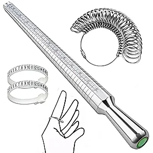 Metal Ring Sizer Measuring Tool Set, US Ring Mandrel for Ring Making and Finger Measuring, Three Ways to Quickly Find The Right Size (4PCS)