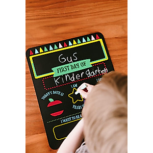 Pearhead First and Last Day of School Reversible Chalkboard, Milestone Board, Reusable Photo Sharing Prop with Chalk, Celebrate School Memories and Milestones