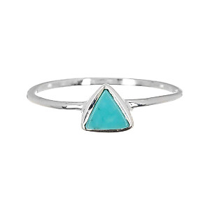 Pura Vida Silver Triangle Stone Ring - .925 Sterling Silver, Genuine Turquoise Jewelry - Size 8