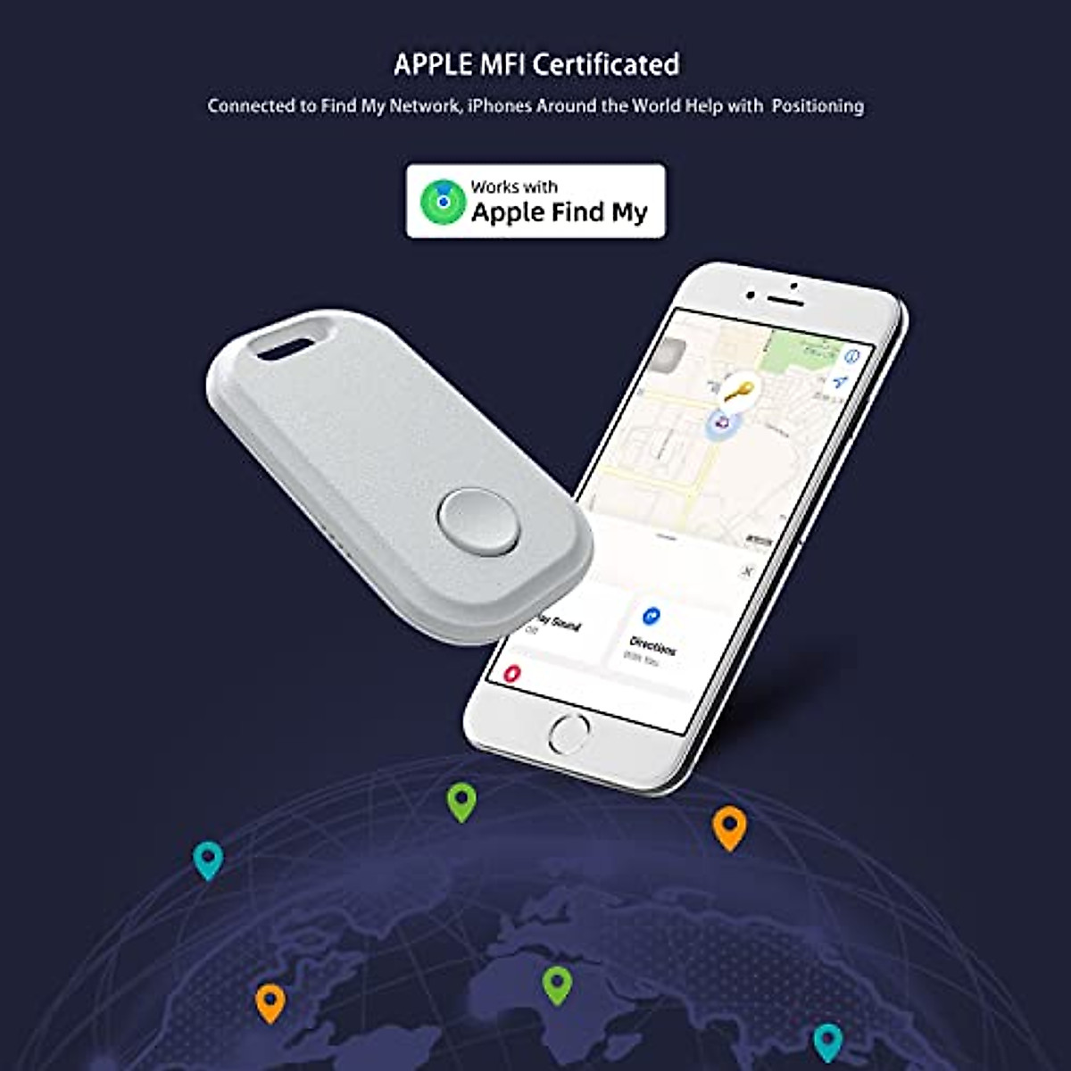2 Pack Key Finder Smart Bluetooth Tracker Item Finder Work with Apple Find My Item Locator Anti-Lost Device for Keys, Bags and More Global Positioning iOS Only Black
