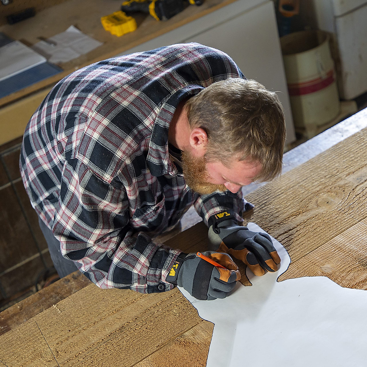 Wells Lamont Men's Heavy Duty Leather Palm Hybrid Spandex Work Gloves, Medium (3236M), Gray