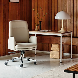 Branch Softside Mid Century Modern Office Chair, Vegan Leather - Removable Arms & High Back Design with Luxury Cloud-Like Comfort - Adjustable Height - Integrated Lumbar Support - Canyon