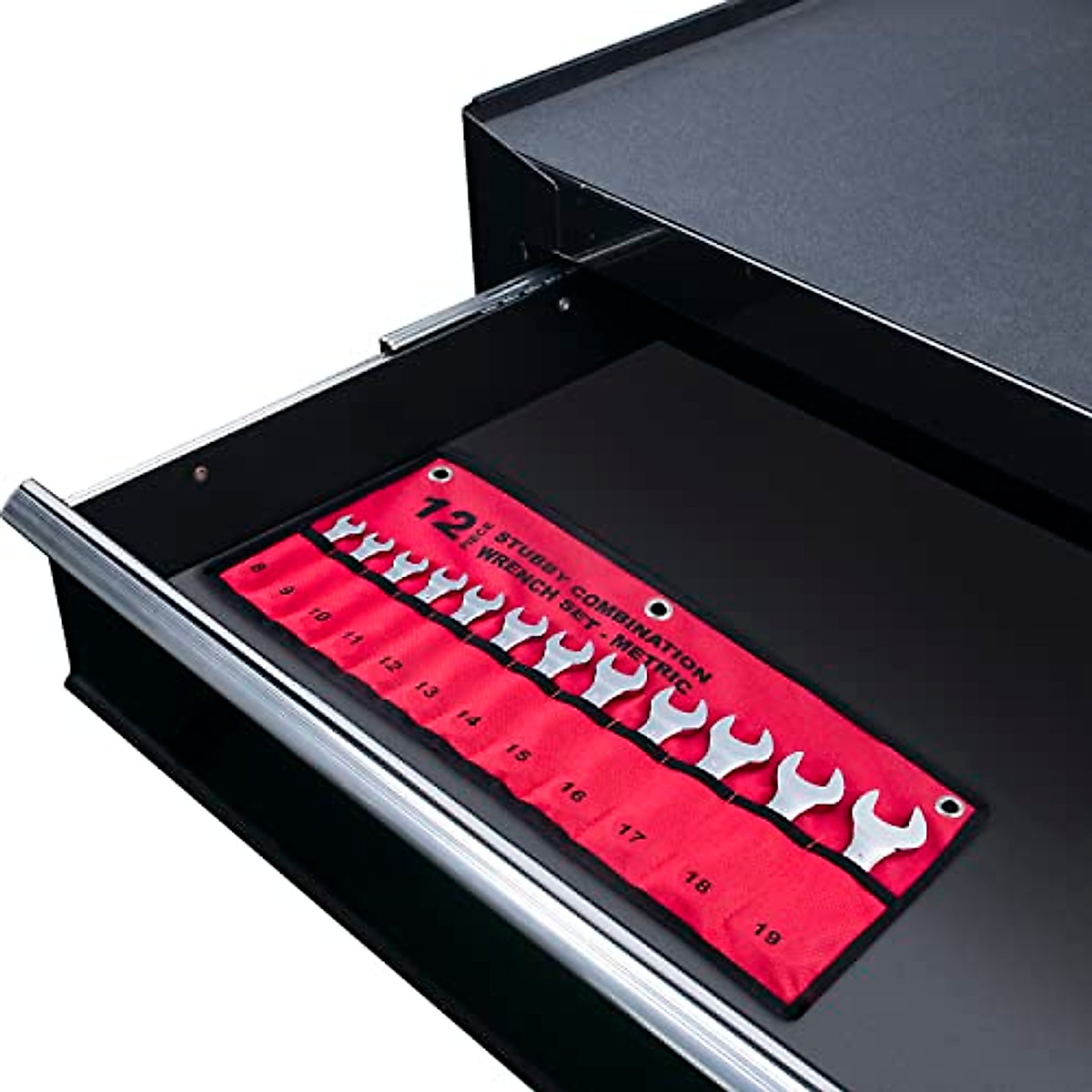 Premium Stubby Combination Wrench Set with Roll-up Pouch, 12-Piece, Metric, 8mm to 19mm, No Skipped Size | Cr-V Steel, Mirror Polished Finish | Short Length and Slim Body, Perfect for Confined Areas