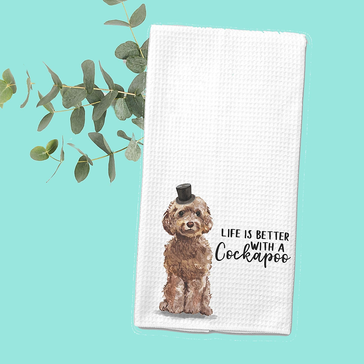 Watercolor Life is Better with a Cockapoo Microfiber Kitchen Tea Bar Towel Gift for Animal Dog Lover