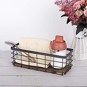 TIEYIPIN [2 Set] Small Metal Wire Storage Basket (Brown) & Toilet Tank Basket (Black)