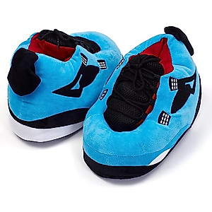 LAPRBY Sneaker Slippers Non Slip Sole Indoor House Plush Slippers Unisex Indoor Floor Cotton Shoes (Blue,5.5,12)