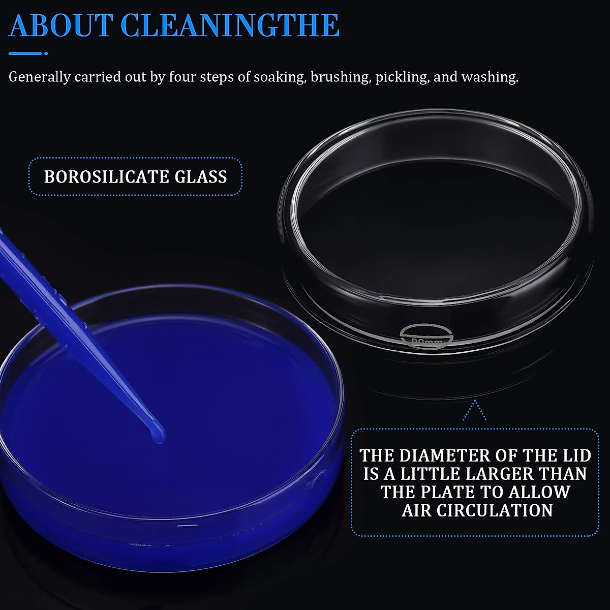 Weewooday 10 Pieces Glass Petri Dishes with Lids High Borosilicate Glass Tissue Culture Plate Lab Petri Plates for Science Biology Project, Experiments (90 x 20 mm)