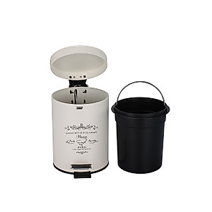 axentia Cosmetic Bin “Paris”, Dustbin Stainless Steel as Bathroom Accessory, Waste Bin with 3 litres Volume, Pedal-Bin for Bathroom, Approx. Diameter 17 x 24.5 cm, Antique White