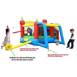 WELLFUNTIME Inflatable Bounce House,Jumping Castle Slide with Blower,Kids Bouncer with Ball Pit