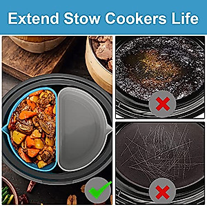 fuezllno 2 Pack Slow Cooker Divider Liner fit 6 QT Crockpot, Reusable & Leakproof Silicone Crockpot Divider Insert, Dishwasher Safe Cooking Liner for 6 Quart Crock Pot