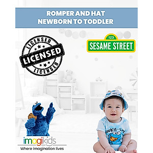 Sesame Street Cookie Monster Infant Baby Boys Romper and Hat Tie Dye Blue/Gray 6-9 Months