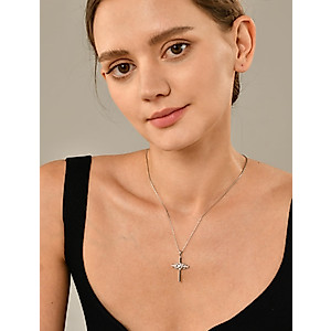 YL Cross Necklace Sterling Silver Infinity Heart Crucifix Pendant Cubic Zirconia Criss Jewelry for Women