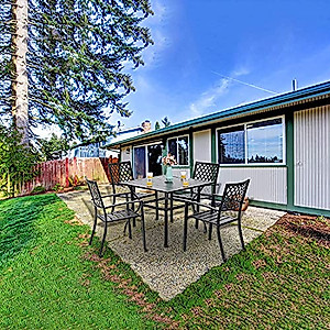 PHI VILLA 300lbs Wrought Iron Outdoor Patio Bistro Chairs with Armrest for Garden,Backyard - 2 Pack