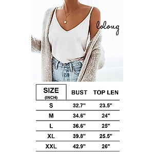 LOLONG V Neck White Tank Tops for Women Loose Fit Camisole Summer Sexy Spaghetti Strap Sleeveless Casual Beach Flowy Solid Shirts