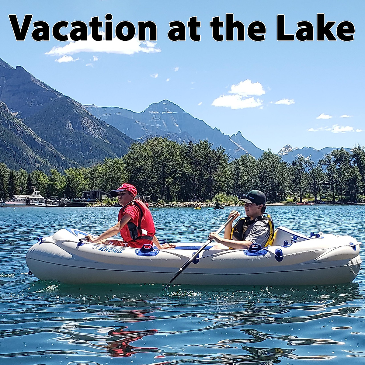 Sea Eagle SE9 Lightweight Inflatable Motormount Boat with Inflatable Floor, 5' Oar Set, Boat Bag, Electric Pump, 2 Seats Great for Boating, Motoring, Rowing, Fishing & Yacht Tending (Startup)