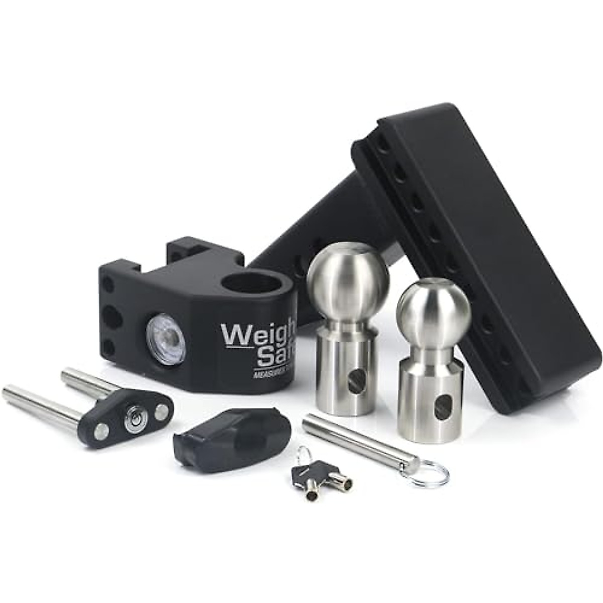 Weigh Safe Adjustable Trailer Hitch Ball Mount - 6" Adjustable Drop Hitch for 2.5" Receiver - Premium Heavy Duty Steel Trailer Tow Hitch with Built in Weight Scale for Anti Sway - 22,000 GTW