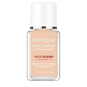 Neutrogena SkinClearing Oil-Free Acne and Blemish Fighting Liquid Foundation with.5% Salicylic Acid Acne Medicine, Shine Controlling Makeup for Acne Prone Skin, 60 Natural Beige, 1 fl. oz