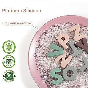 Macabaka Silicone Alphabet Puzzle, ABC Puzzle Shape Alphabet Toys with Puzzle Board & Soft Letter Blocks for Toddlers, Montessori Preschool Early Education Learning Toy for Boys and Girls