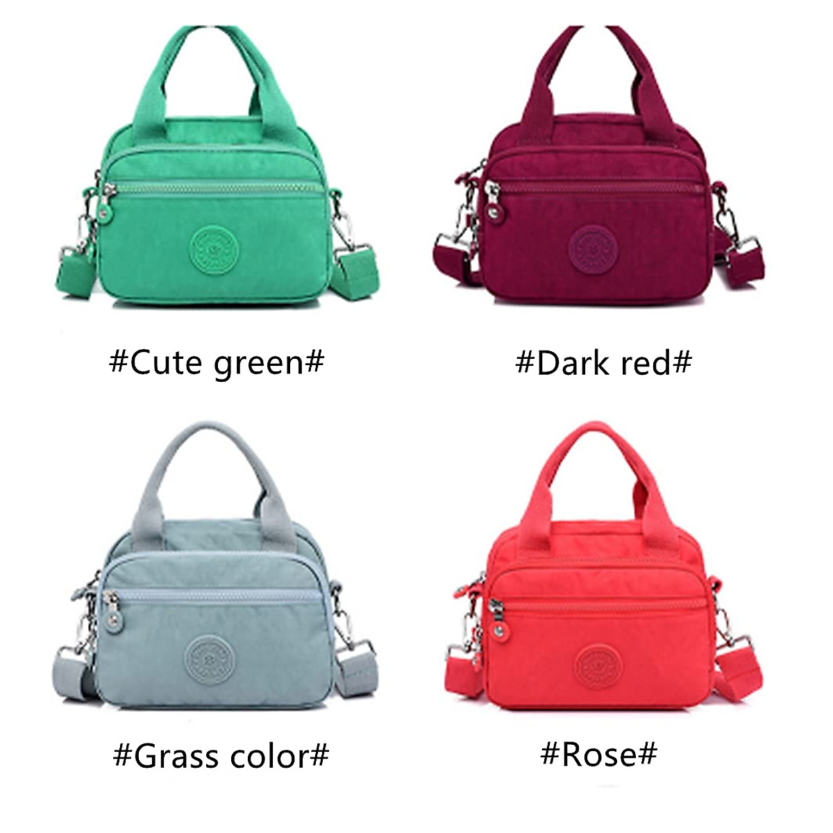 Jie★L Shi Small Travel Crossbody Bag Handbag Nylon Shoulder Bag for Women (Grass color)