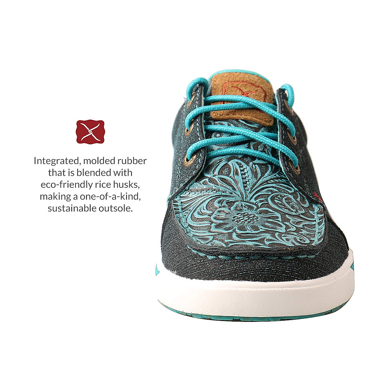 Twisted X Women's Kicks - Casual Sneakers Made with Hybrid Performance Leather, ecoTweed Lining, and Blended Rice Husk Outsole, Dark Teal & Teal, 10 M