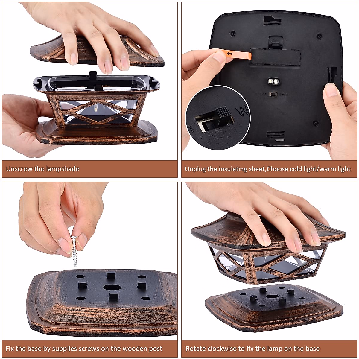 TWINSLUXES Solar Post Lights Outdoor 2 Modes Waterproof LED Solar Post Cap Lights for 3.5x3.5 4x4 5x5 and 6x6 Wooden&Vinyl Post,Solar Fence Cap Light for Garden/Patio/Porch Solar Powered(8 Pack)