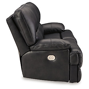 Signature Design by Ashley Mountainous Modern Leather Match Wall Hugger Power Reclining Sofa with Adjustable Headrest and USB Ports, Black