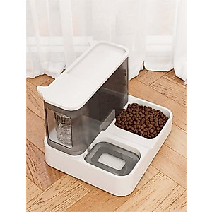 RENJIMWON Automatic Cat & Dog Feeders-Food and Water Dispenser Gravity Feeder- Self Dispensing Pet Feeder -Automatic Gravity Cat Dog Feeder (Grey)