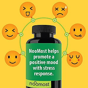 NooMost Mood Support Supplement for Mood Boost, Calm Mind & Body, Stress Response, Energy Supplement – Herbal Adaptogens: Ashwagandha, L Tyrosine, 5 HTP, Passion Flower, 30 Counts