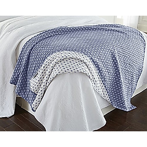 Sterling Creek Dawson Star Muslin Throw Blanket Three Layers Lightweight Breathable Cotton Gauzy Blanket for Adults, All Season (Throw, Blue)