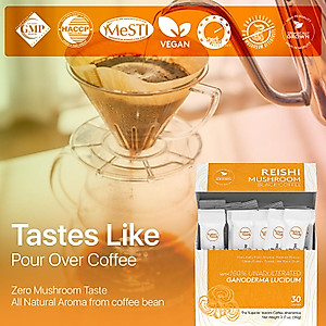 Reishi Mushroom Black Coffee by fusion foods™ | All Natural Unadulterated Reishi Mushroom Ganoderma | Robust Aroma & Taste - 30 counts