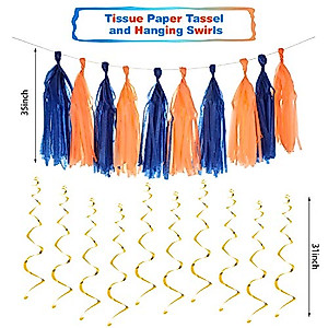 53 Pieces Dart Battle Happy Birthday Banner Decorations Dart Gun Birthday Supplies Paper Flower Pom Pom Hanging Swirls Latex Balloons Tassel Garland Cake Cupcake Topper