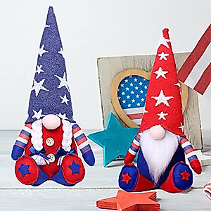 ZTML MS 4th of July Decorations Gnomes - 2pcs Mr & Mrs. Patriotic Gnomes - Handmade Swedish Tomte for Fourth of July Memorial Day Decorations Veterans Day Armed Forces Day