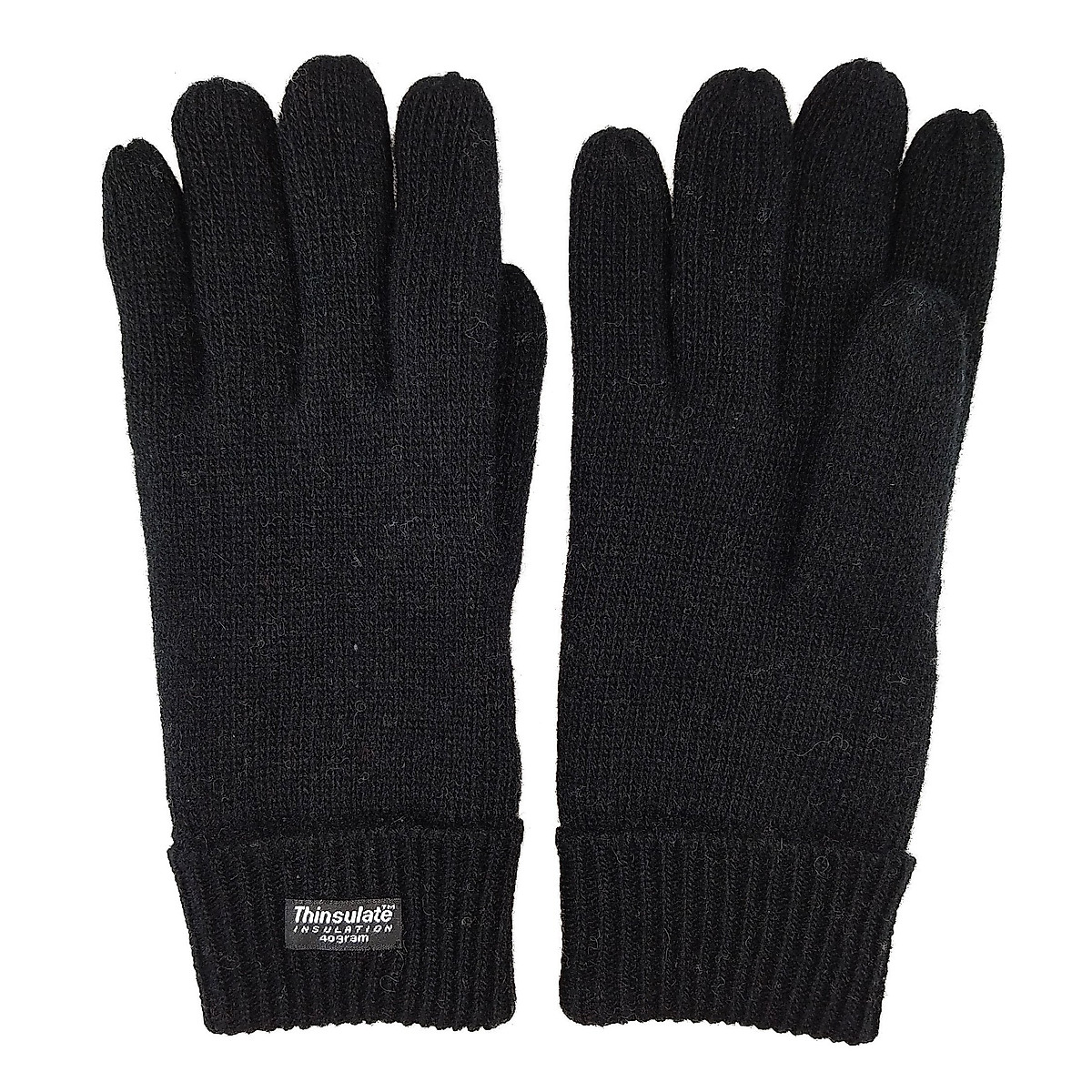 BRUCERIVER Men Pure Wool Knitted Gloves with Thinsulate Lining Size L/XL (Black)