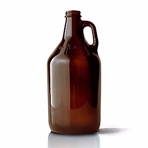 Packaging Options Direct - HOZQ8-1154 64 oz. Amber Glass Beer Growlers with Caps, (Pack of 6)