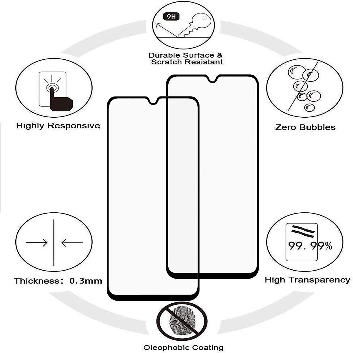 DuoLide for Xiaomi Redmi 9C Case with Tempered Glass Screen Protector [2 Pack], Hybrid Heavy Duty Dual Layer Anti-Scratch Shockproof Defender Kickstand Case Cover, Black