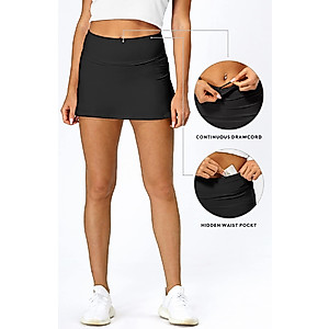icyzone Athletic Tennis Skirts for Women with Pockets Shorts, Workout Running Golf Skorts (Black, Medium)