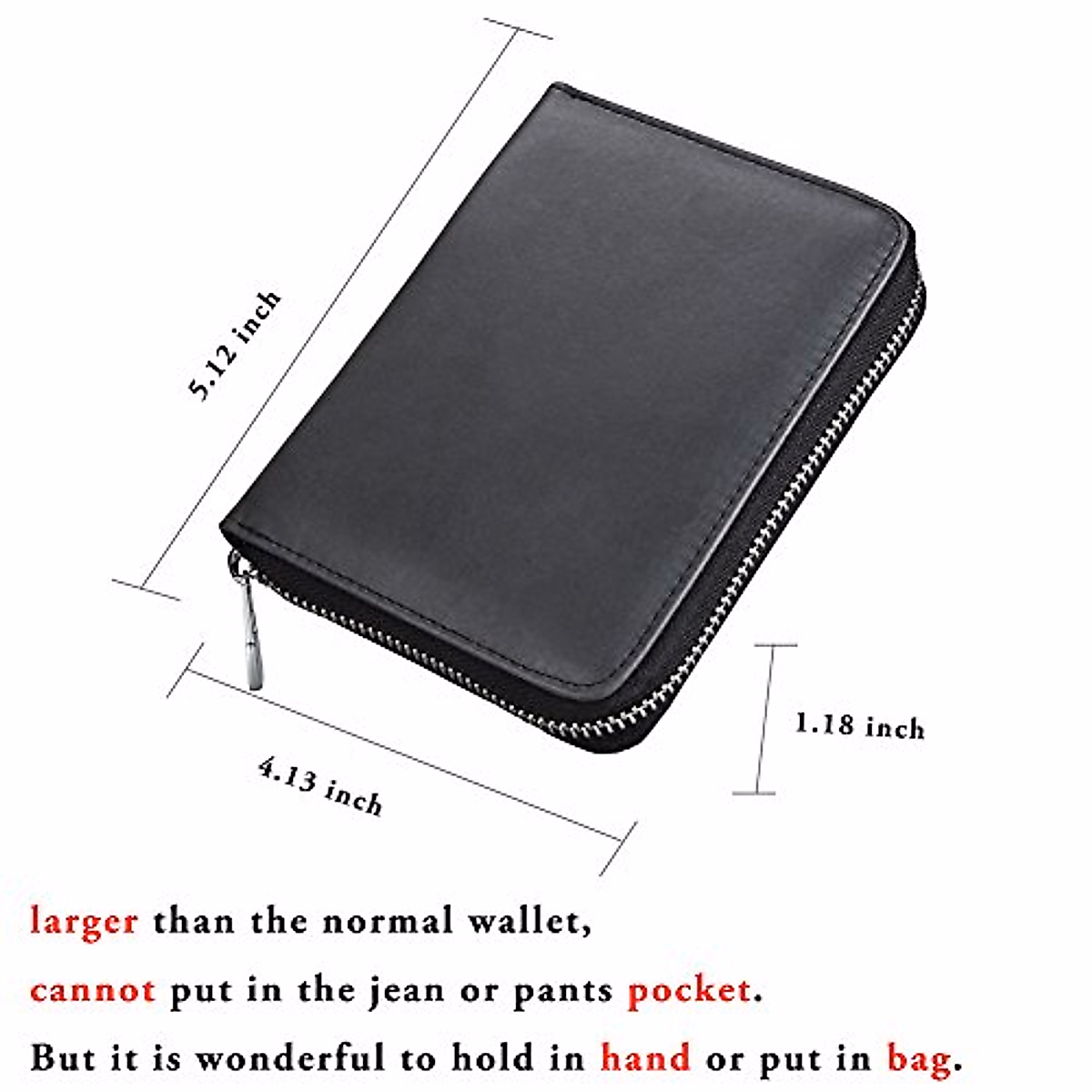 boshiho RFID Blocking 24 Slot Credit Card Holder Wallet Real Leather Multi Card Organizer Wallet with Zipper (Black)