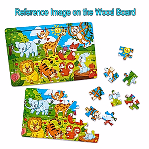 Puzzles for Kids Ages 3-5, Toddler Puzzles 30 Piece Wooden Jigsaw Puzzles for Preschool Children Learning Educational Puzzles Toys for Boys and Girls (6 Pack)