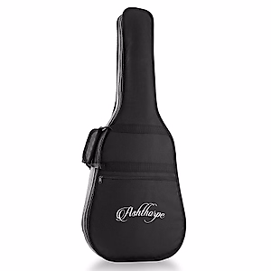 Ashthorpe Full-Size Dreadnought Cutaway Acoustic-Electric Guitar Bundle - Premium Tonewoods - Black